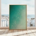Aerial Surfers Ocean Beach Photography Vintage Coastal Teal Minimalist ...