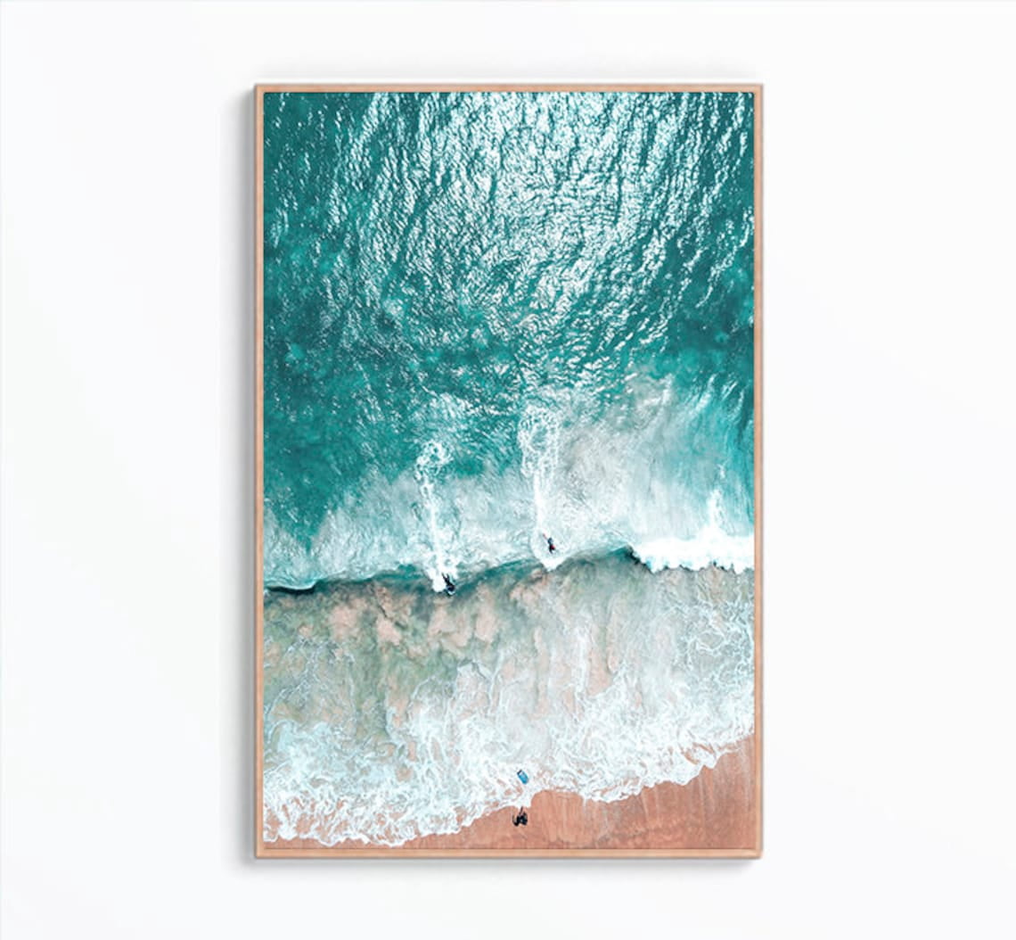 Aerial Surfers Print, Surf Print, Surf Wave Wall Art, Ocean Wave ...
