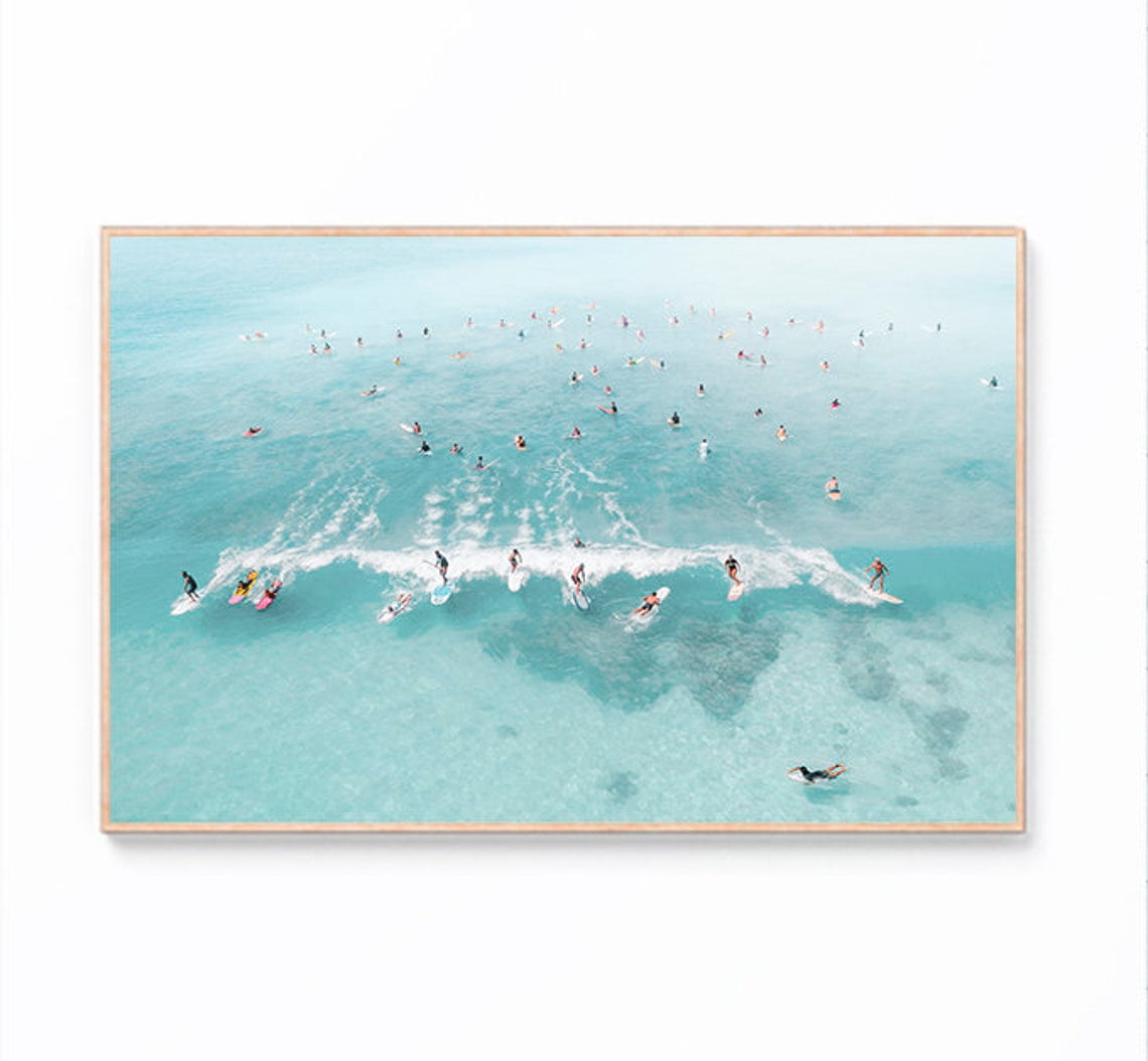 Aerial Surfing Printable Wall Art, Aerial Photography, Surfers Posters ...