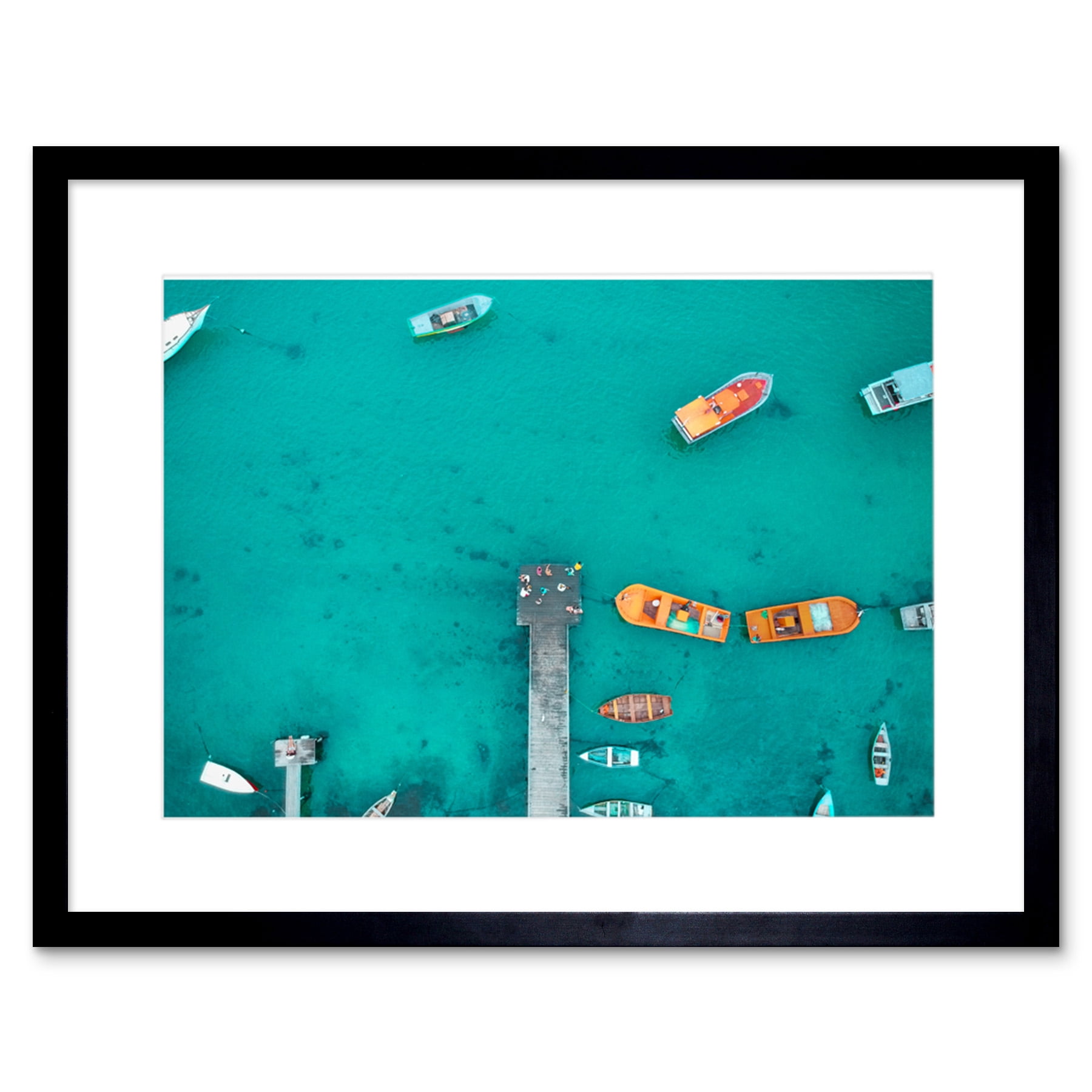 Aerial View Boat Dock Framed Wall Art Print - Walmart.com