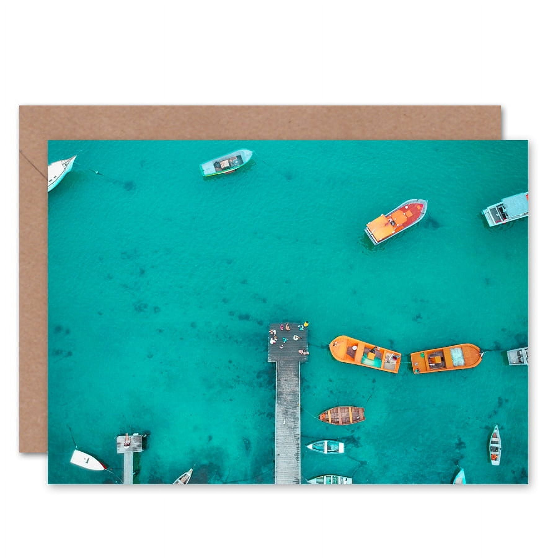 Aerial View Boat Dock Greetings Card Plus Envelope Blank inside ...