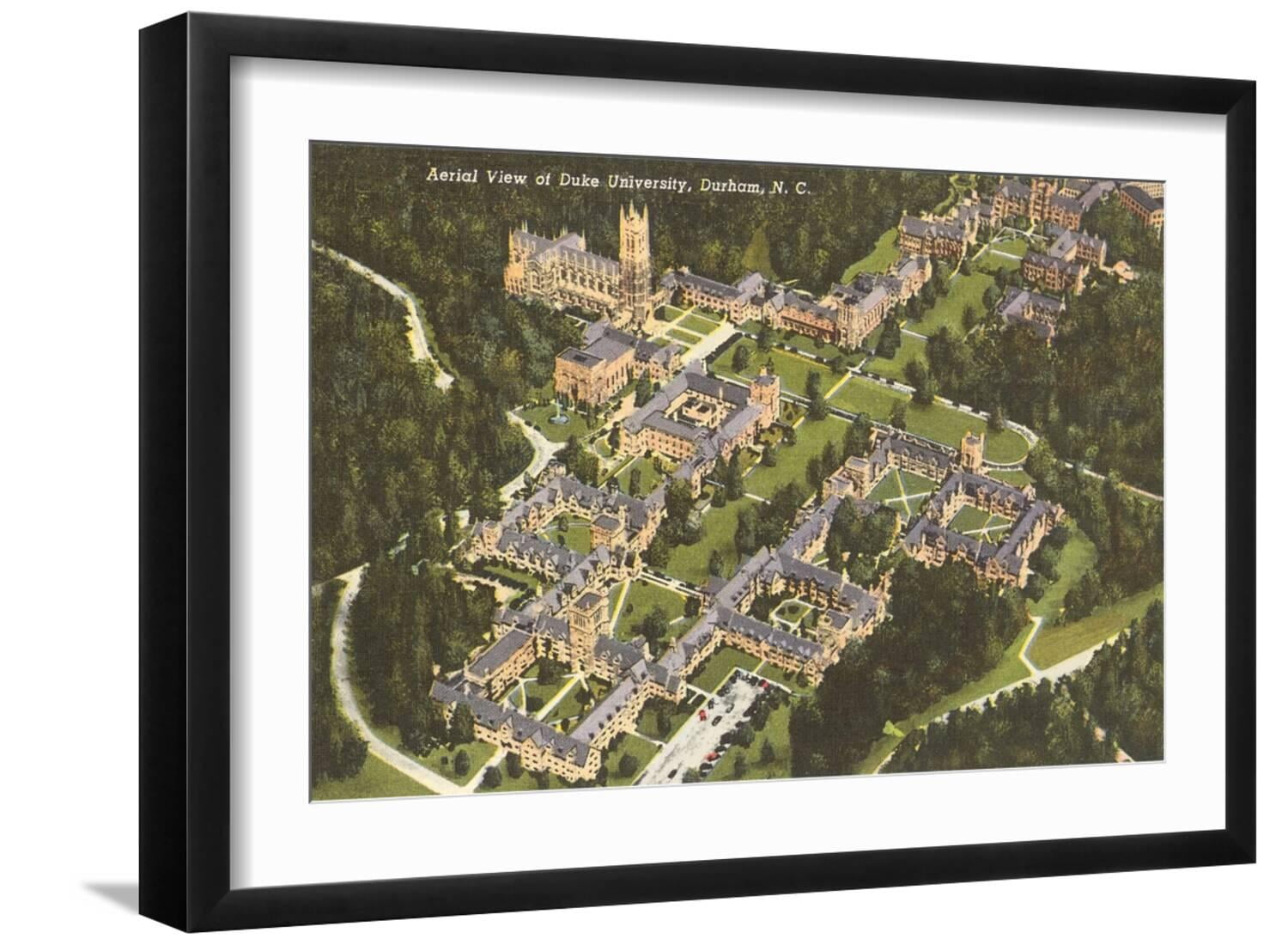 Aerial View, Duke University, Durham, North Carolina Framed Art Print ...
