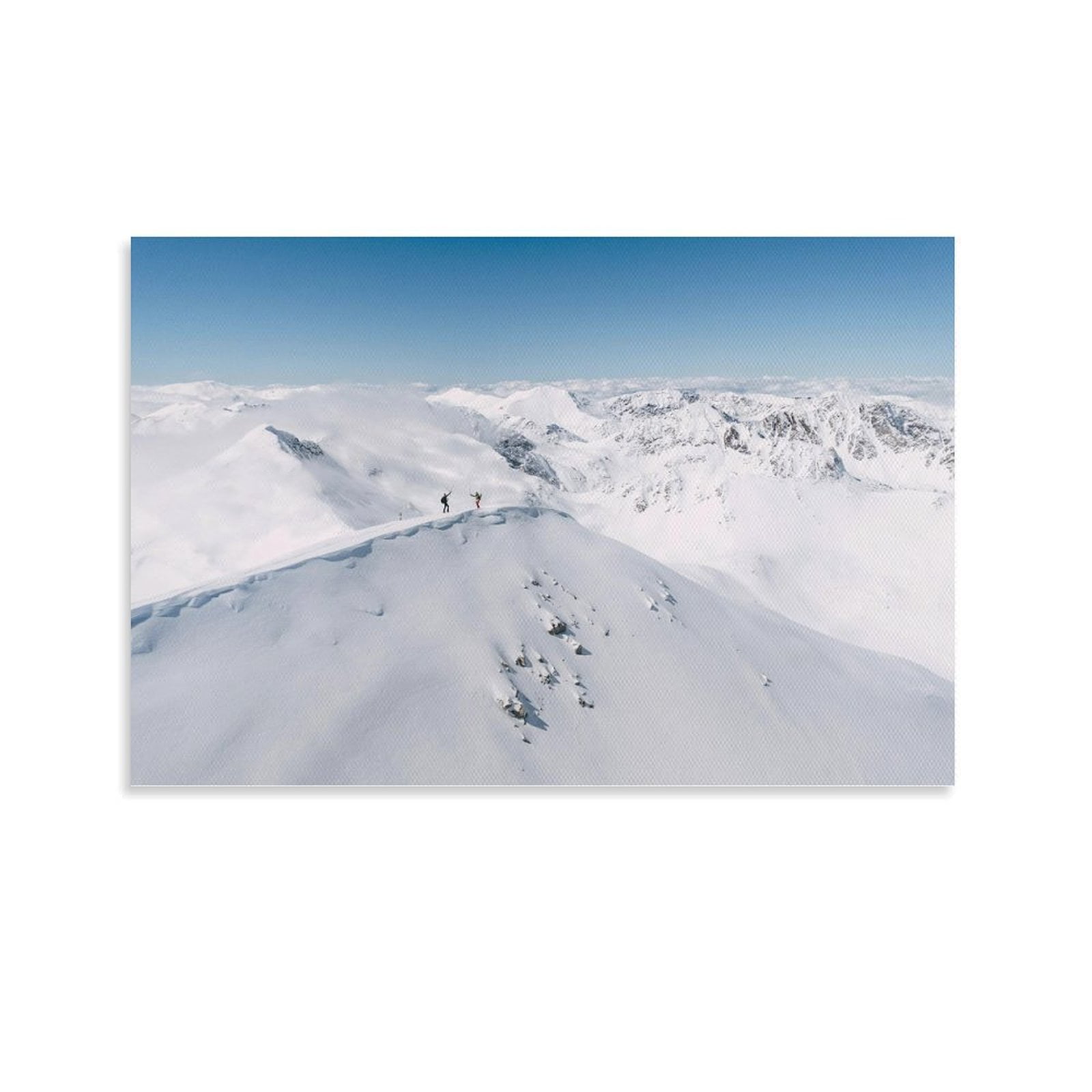 Aerial View of Hikers on A Snowy Mountain Ridge Poster Poster Cool ...