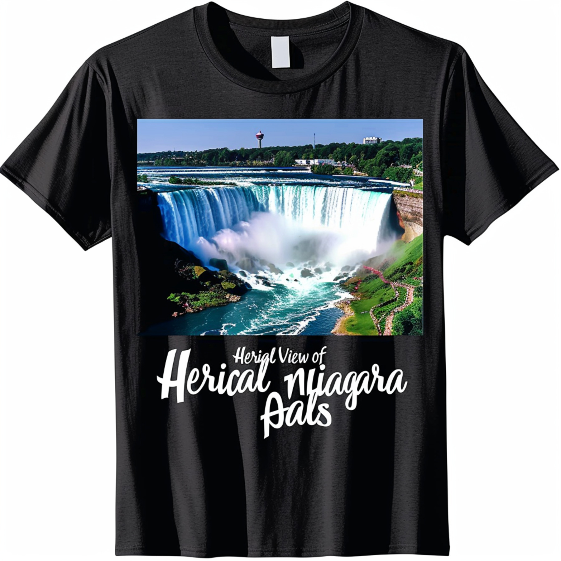 Aerial View of Majestic Niagara Falls Technical Art Graphic Vector ...