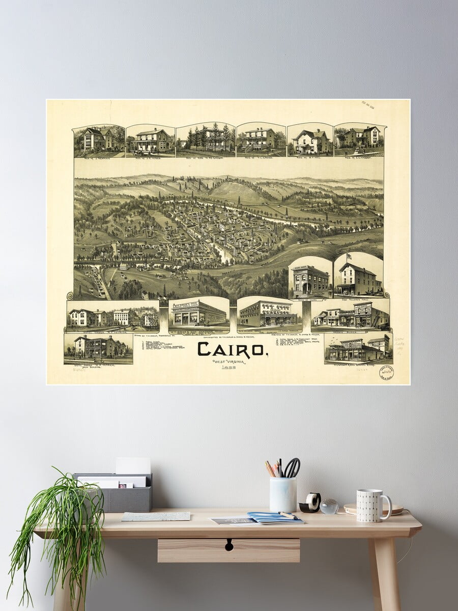 Aerial View Of Cairo, West Virginia (1899) Poster Wall Art, Modern Wall ...