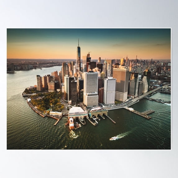 Aerial View Of Manhattan Poster Wall Art, UNFRAMED PAPER POSTER, Home ...