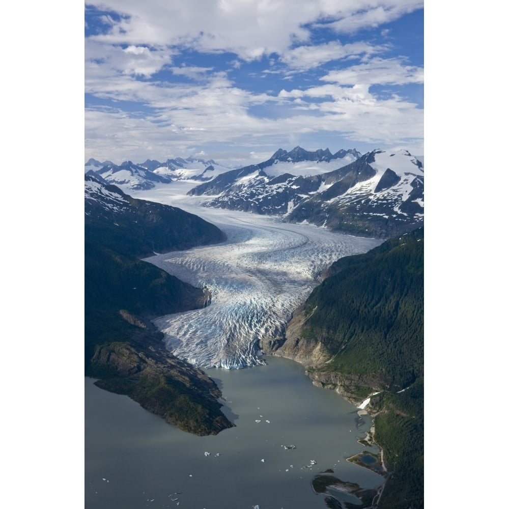 Aerial View Of Mendenhall Glacier Winding Its Way Down From The Juneau ...