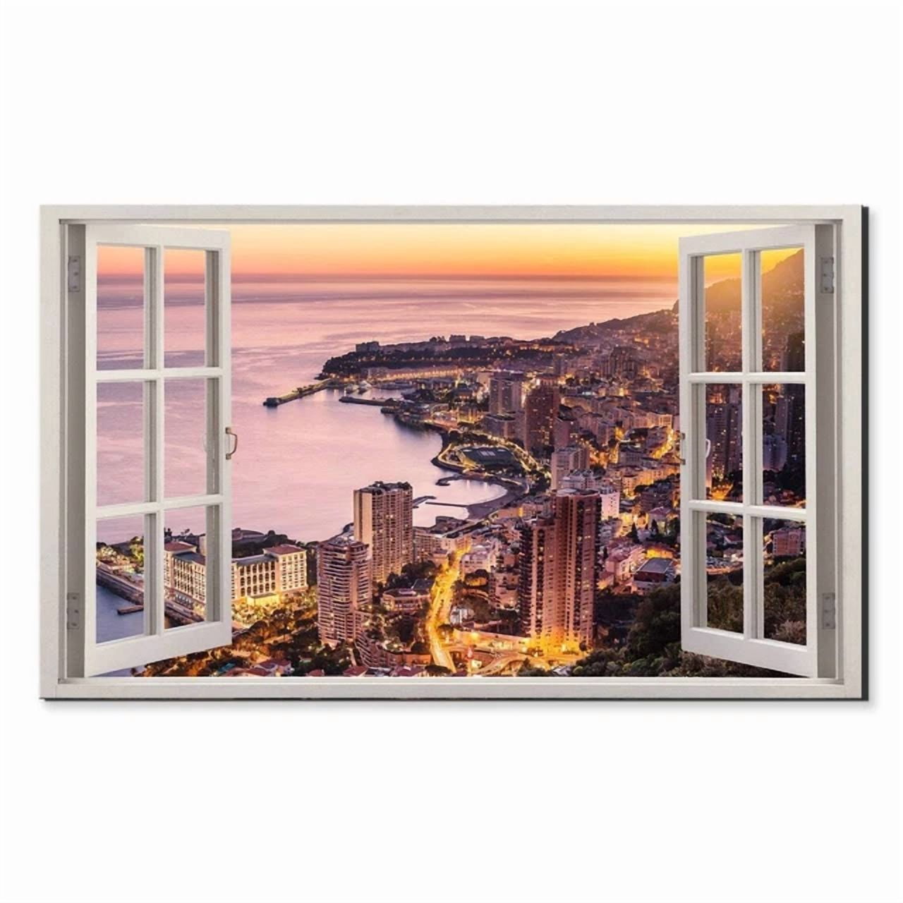 Aerial View Of Monaco Monte Carlo Window View Wall Art Home Decor ...