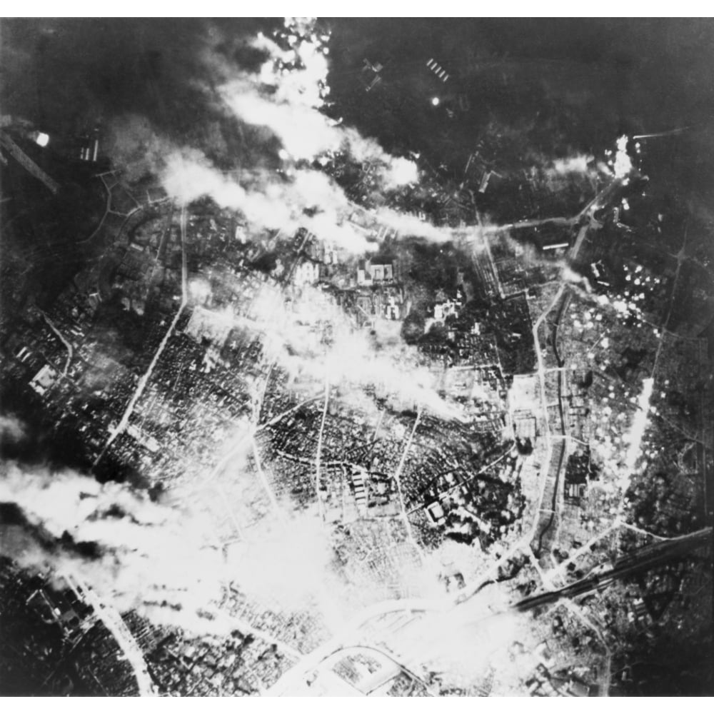 Aerial View Of Tokyo Burning Following Incendiary Bombing By B-29S ...