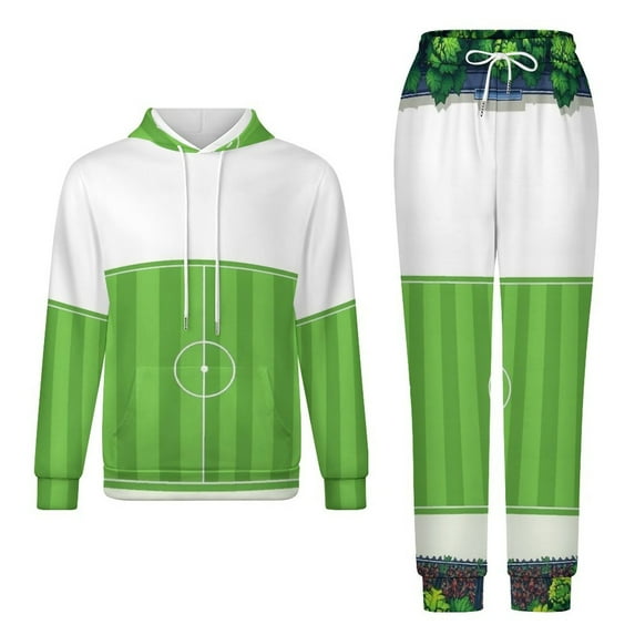 Aerial View Soccer Field(3) Hoodie + Pants Suit Cool Men/Women 2 Pcs ...
