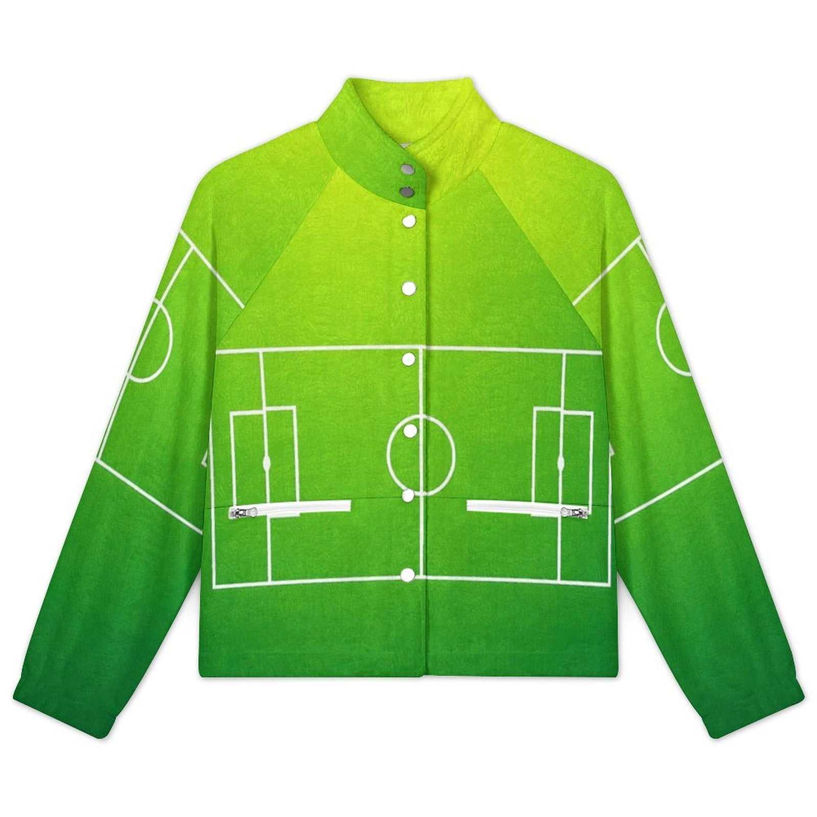 Aerial View Soccer Field Warm Plush Jacket Women Autumn Winter Long ...
