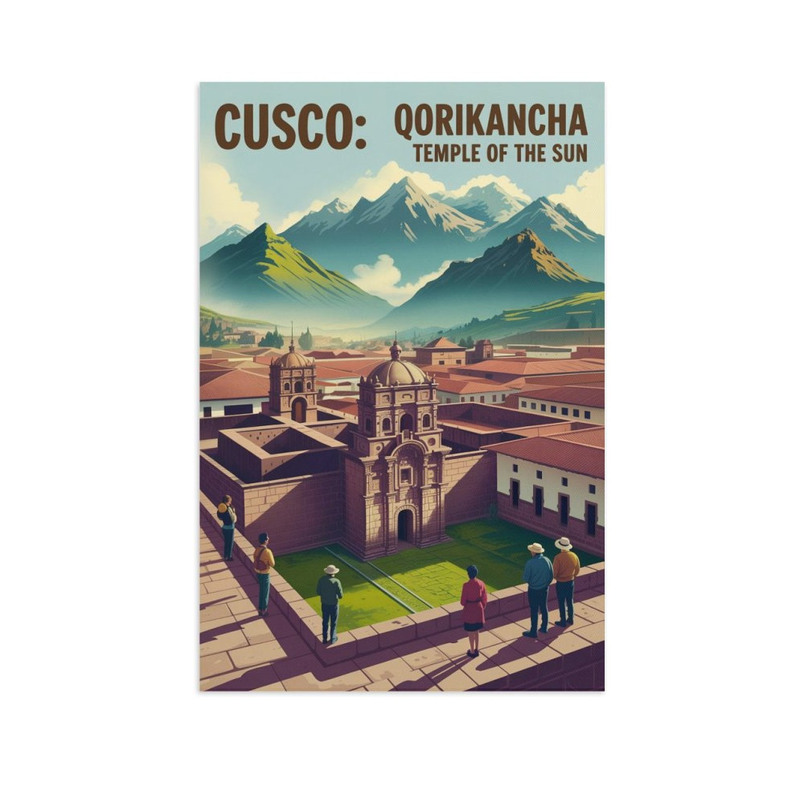 Aerial View Wall Art Qorikancha Temple of The Sun Cusco Peru Retro ...