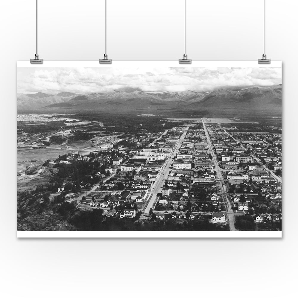 Aerial View of Anchorage, Alaska Business District Photograph (36x54 ...