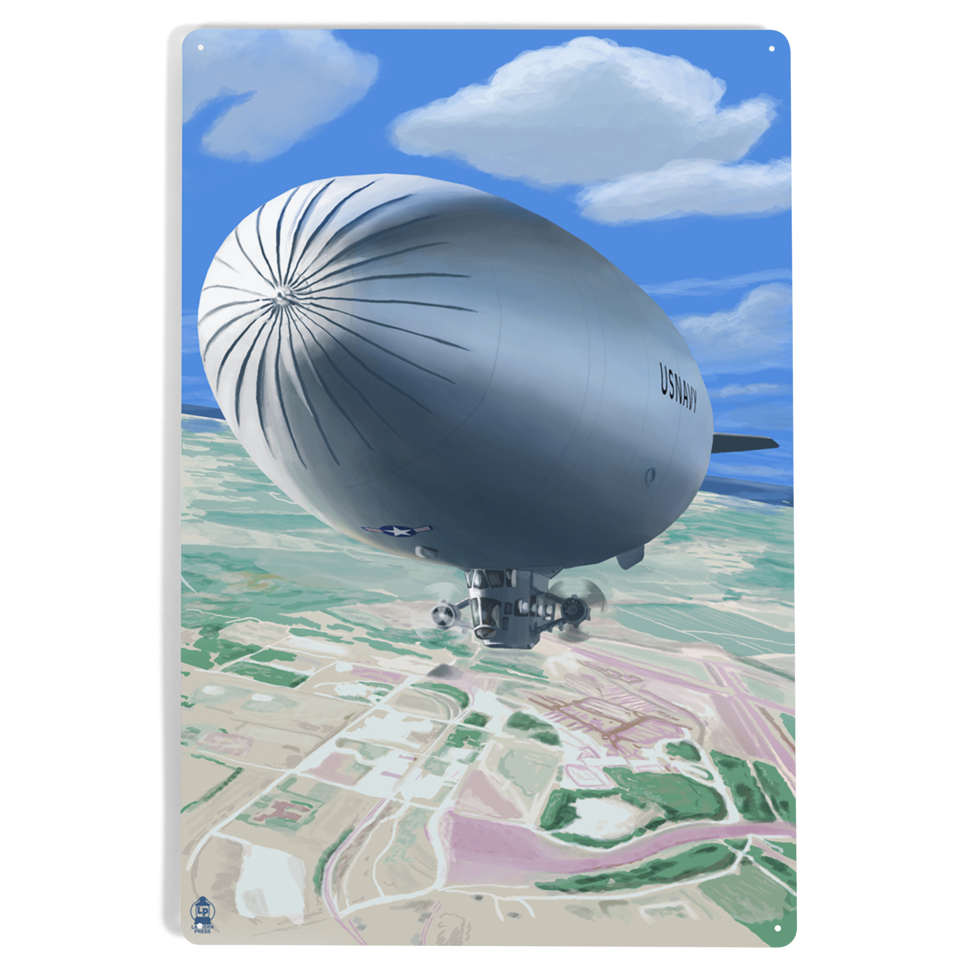 Aerial View of Blimp (12x18 Aluminum Art, Indoor Outdoor Metal Sign ...