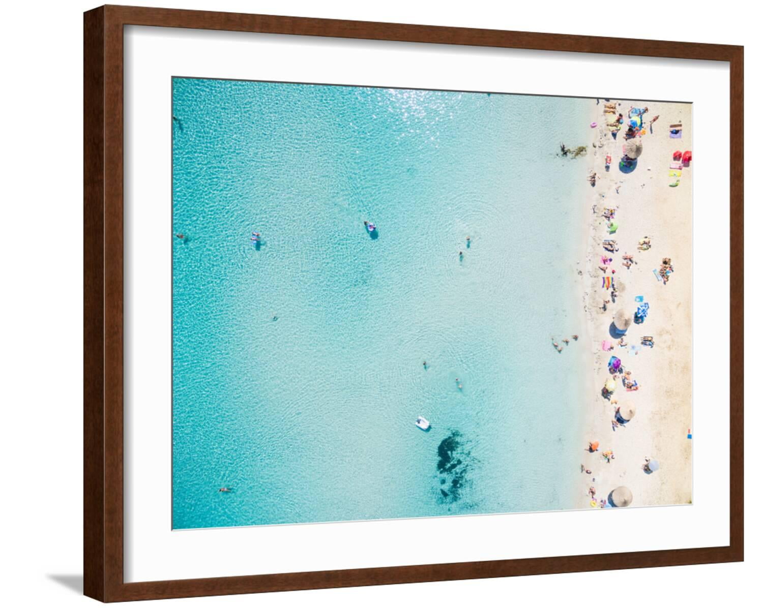 Art.com Aerial View of Sandy Beach with Tourists Swimming in Beautiful ...