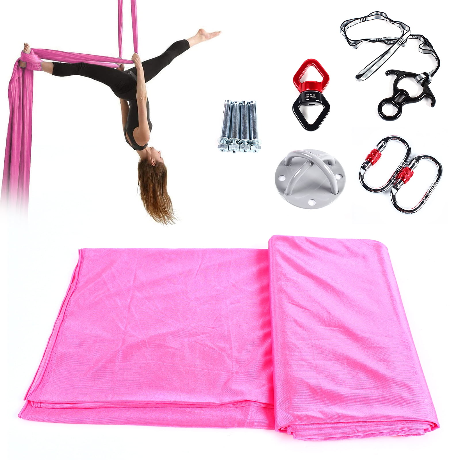 Aerial Yoga Equipment, Aerial Satin Dance Equipment Pink, Fitness, Gym ...