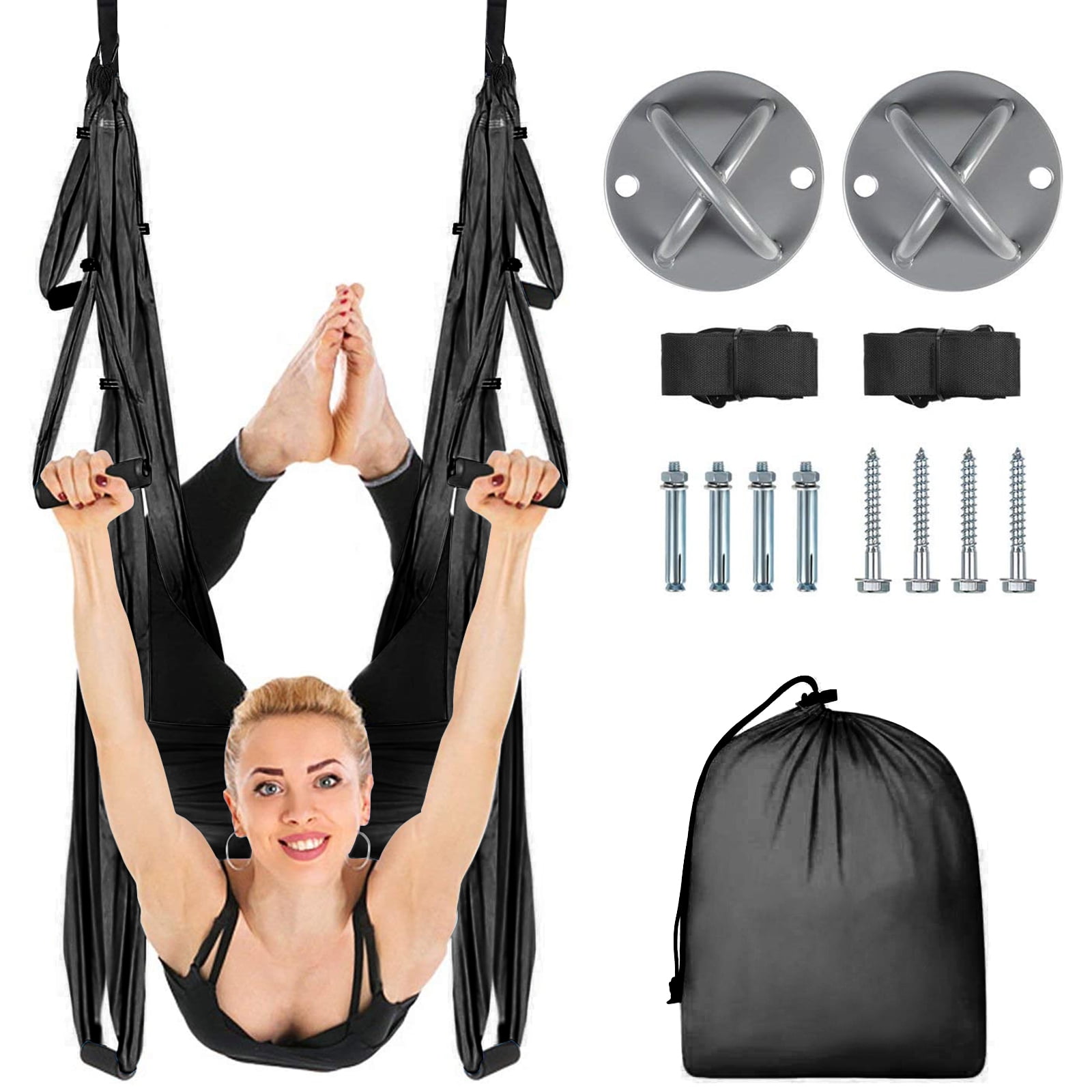 Aerial Yoga Swing, Inversion Tool for Gym Home Fitness, Black - Walmart.com