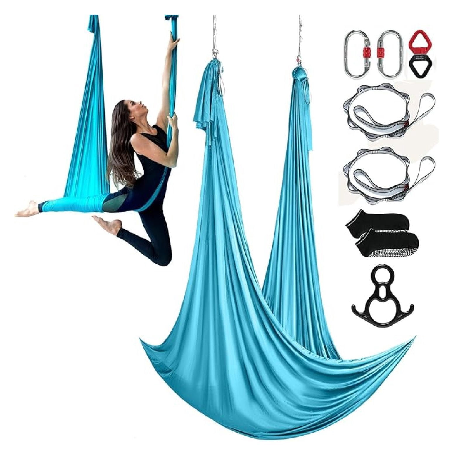 Aerial Yoga Hammock Kit - 100gsm Nylon Silk, Full Rigging - All Levels ...