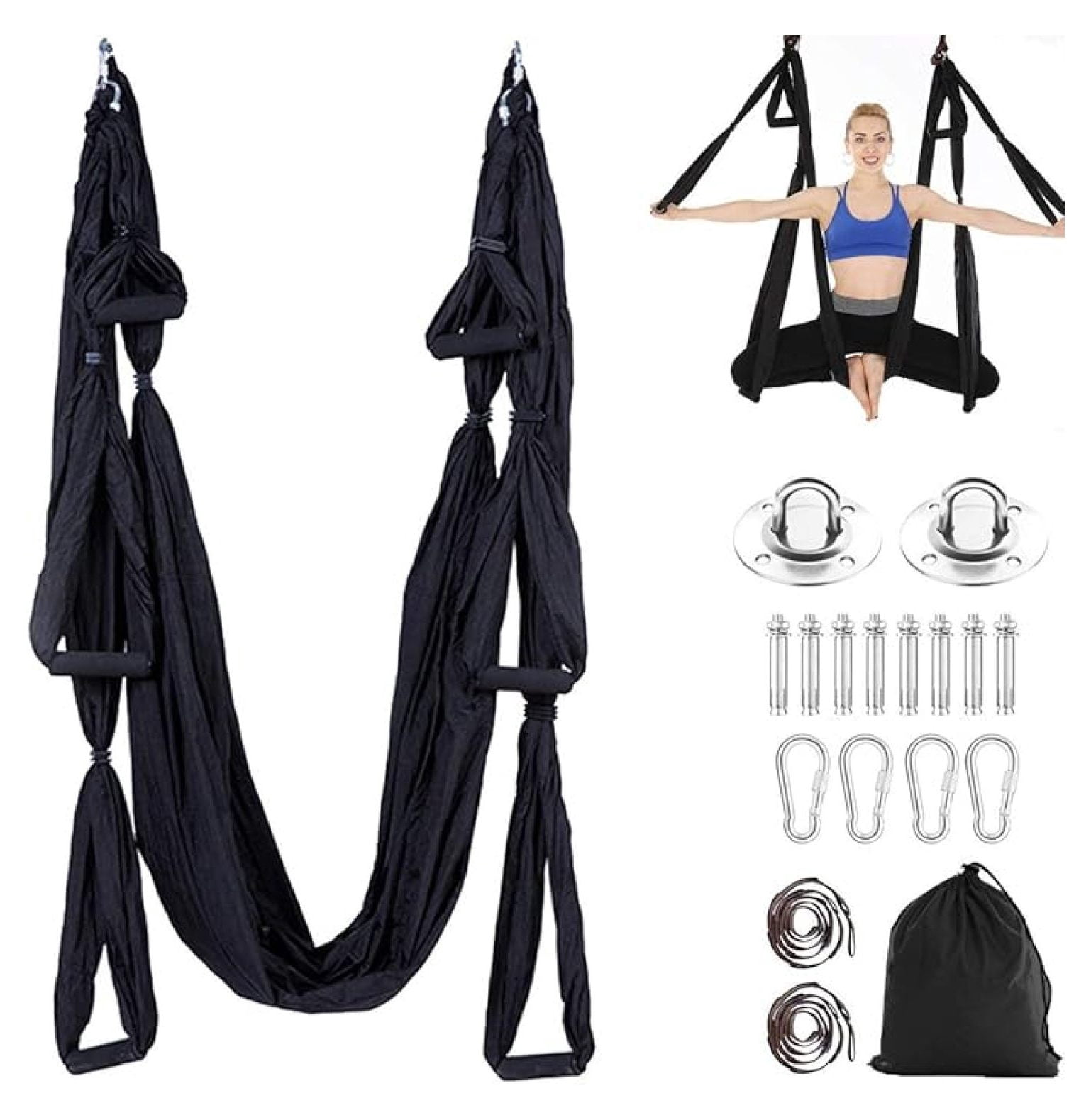 Aerial Yoga Hammock Kit - Antigravity Yoga Sling for Inversion, Fitness ...