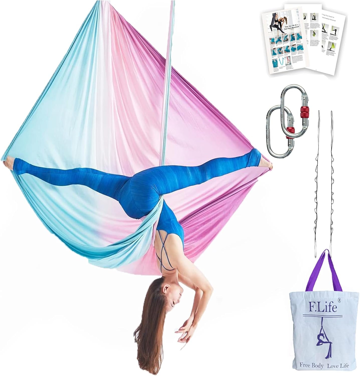 Aerial Yoga Hammock Kit - Yoga Swing Multicolor 5 Yards - Flying Yoga ...