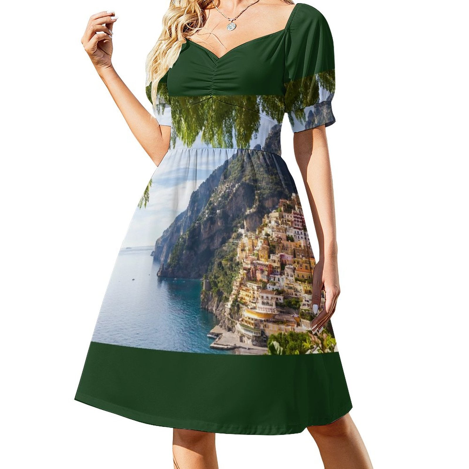 Aerial view of Positano town at Amalfi coast Italy. Sleeveless Dress ...