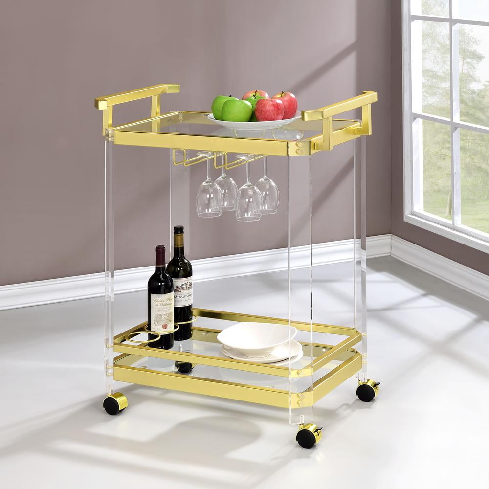Aerin Acrylic and Gold Finished Metal Serving Cart - Walmart.com