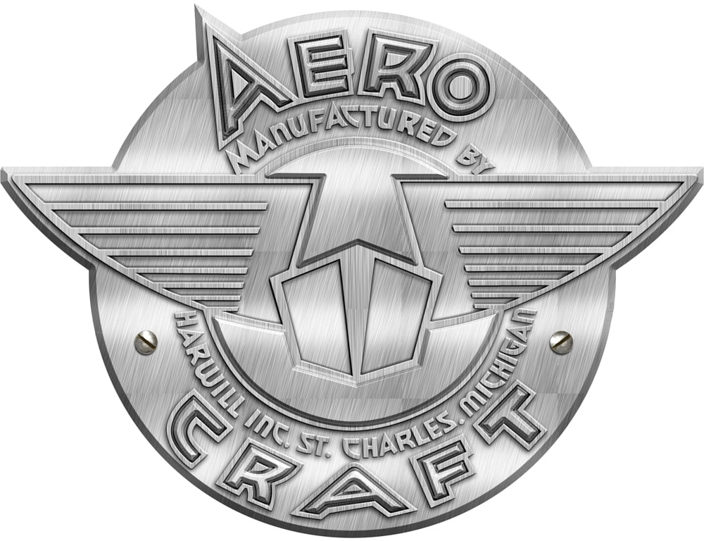 Aero Craft Boat Sticker. Vintage brushed metal for Alum. Boat - 10"X8 ...