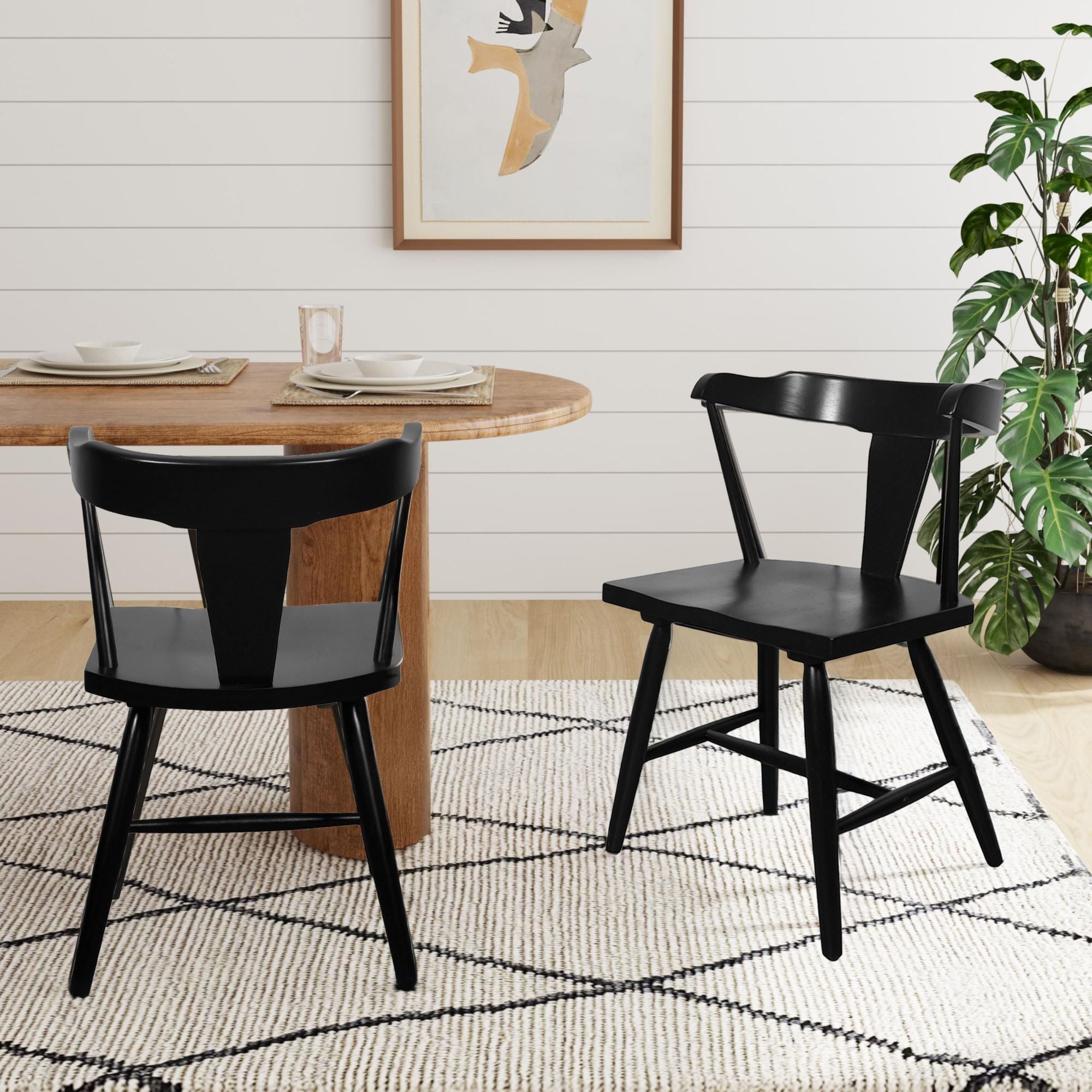 Aero 2-Piece Set Black Solid Wooden Seat Dining Chairs by East at Main ...