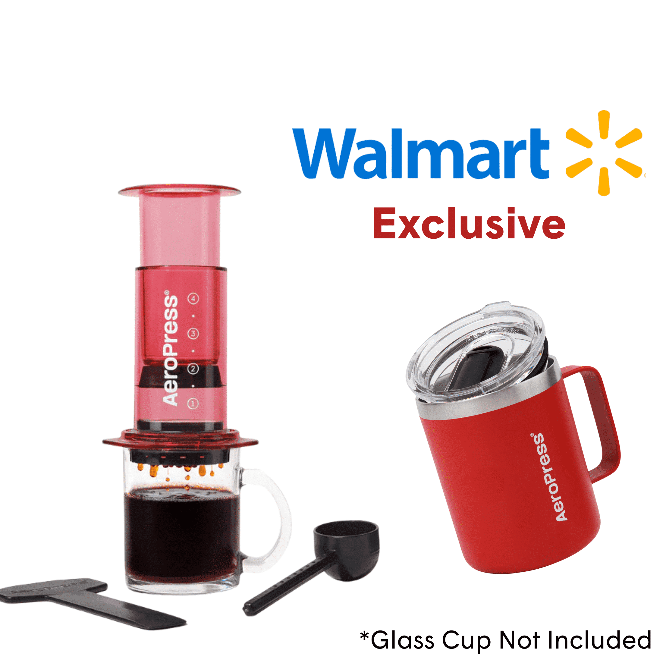 AeroPress Clear Colors Coffee Press - Red + AeroPress Travel Coffee Mug ...