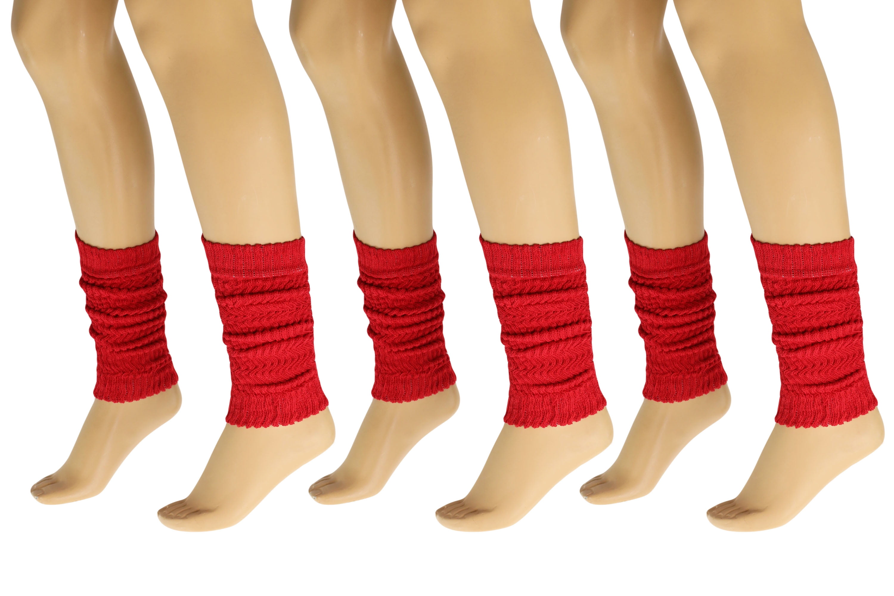 Aerobic Leg Warmers for Women 3 Pairs Red Cotton Knee High - Walmart.com