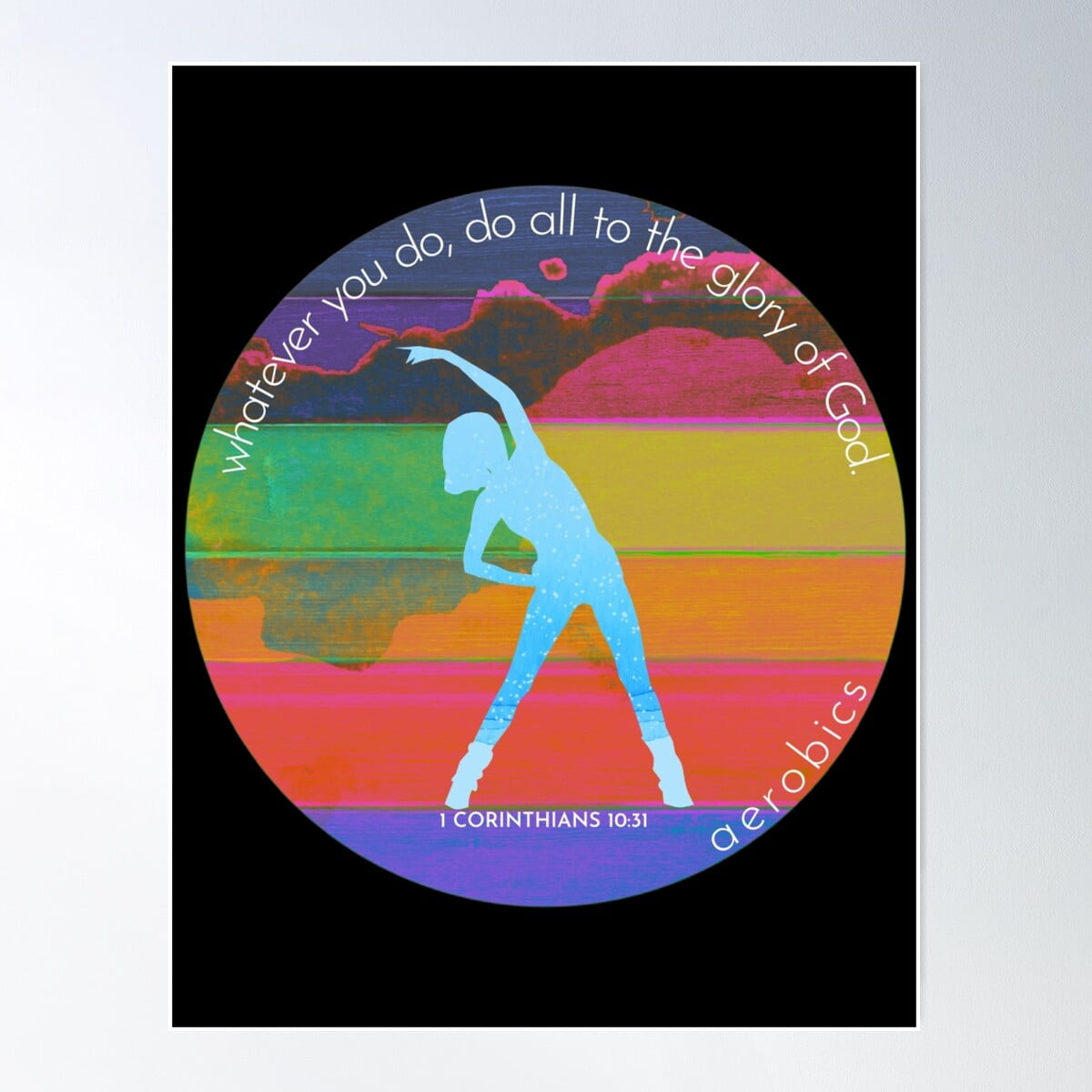 Aerobics Bible Verse Silhouette Retro Vintage Watercolour Backdrop ...