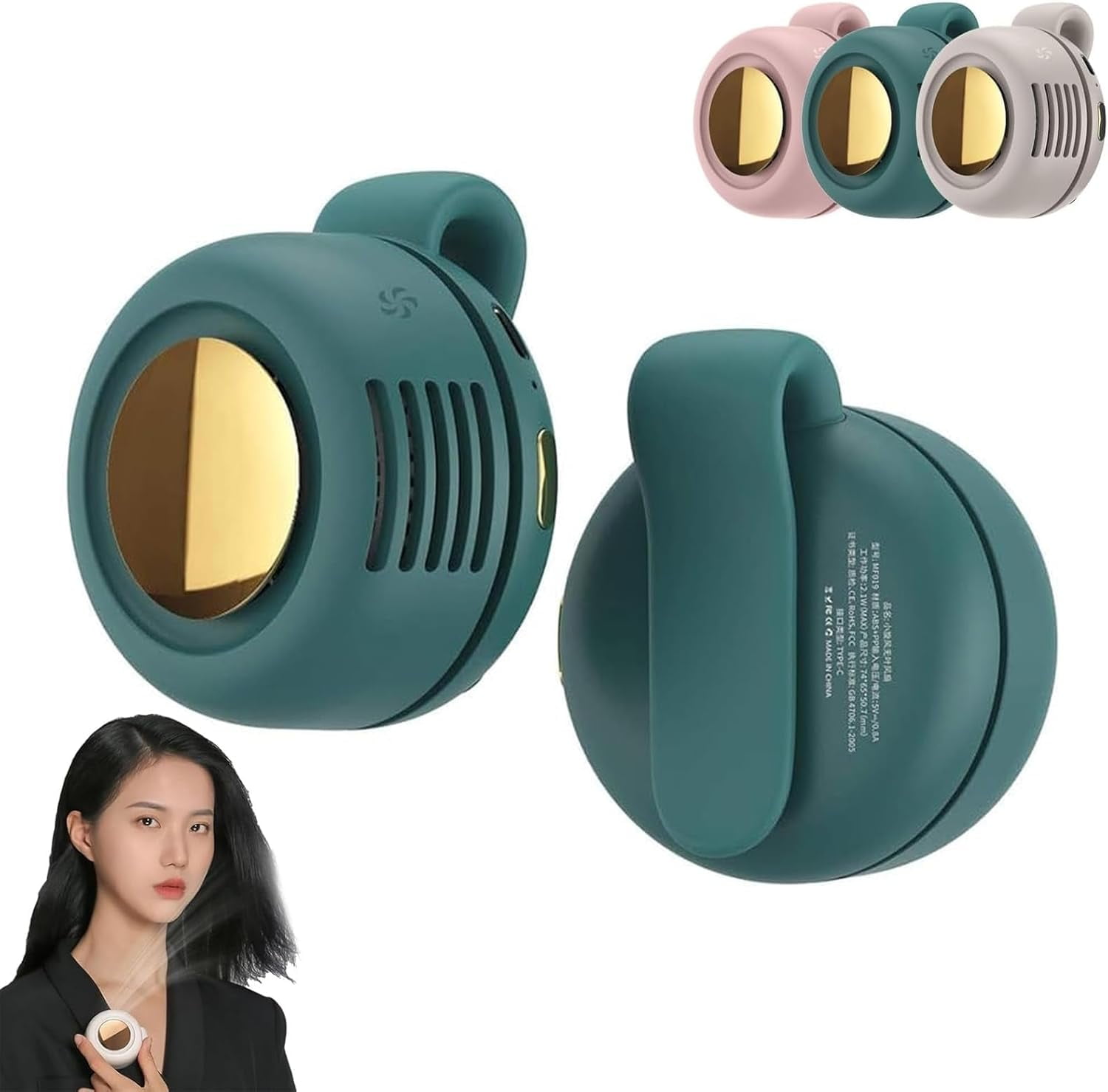 Aerobreeze Whirlwind Leafless Mini Fan(3-Speed), 2025 Upgrade Clip on ...