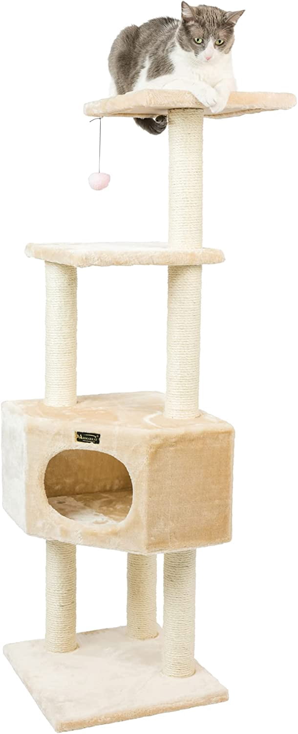 Aeromark 3 Tier Cat Tree, Real Wood Scratch furniture A5201, Beige ...