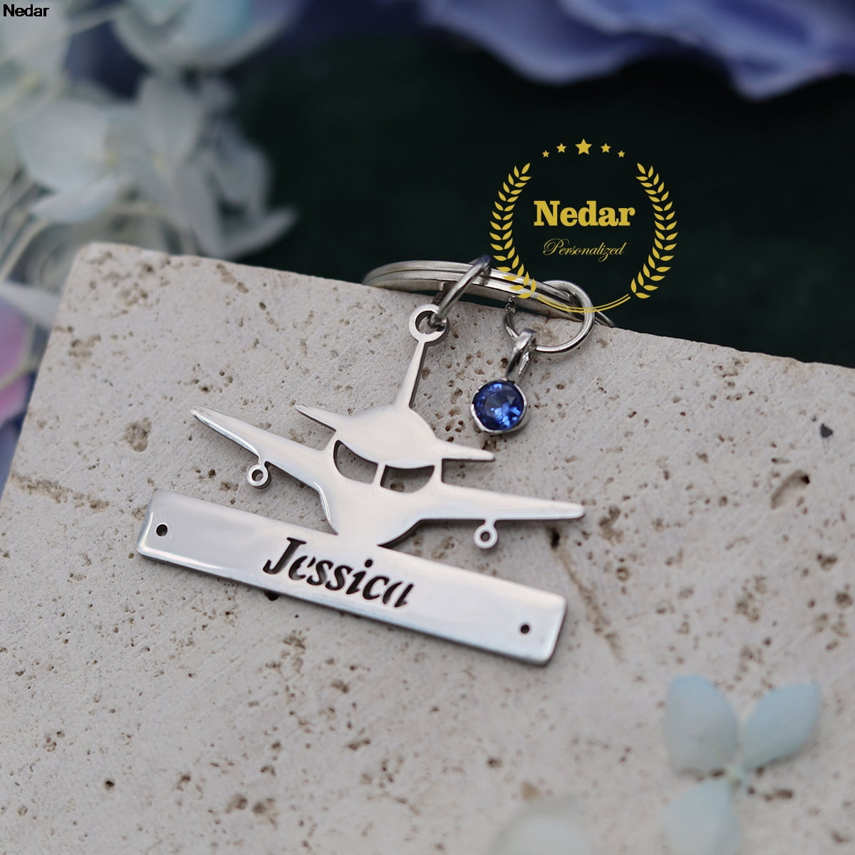 Aeroplane Plane Nameplate Birthstone Stainless Steel Customized ...