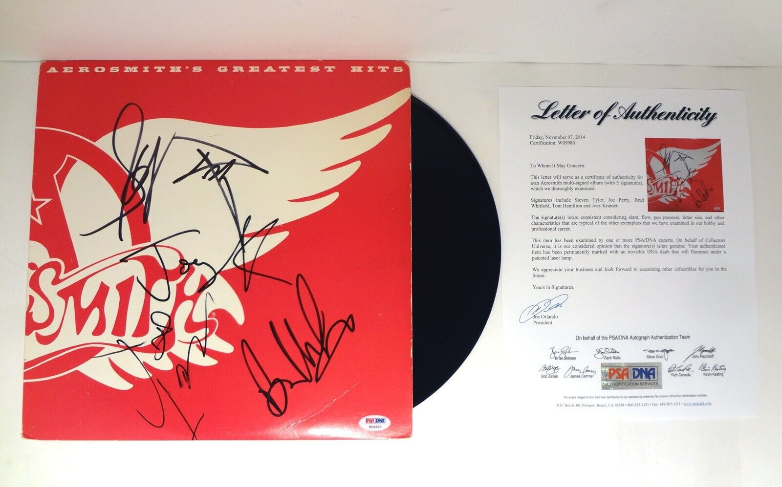 Pre-Owned Aerosmith Complete Band Signed Autograph Greatest Hits Vinyl ...