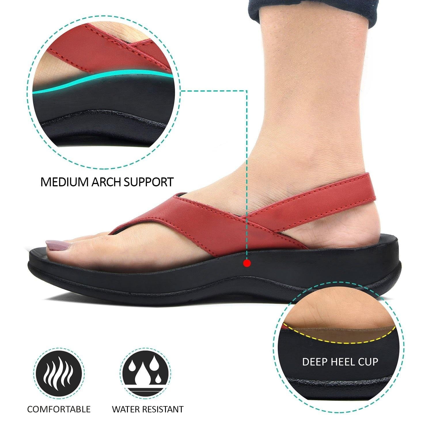 Aerosoft Tuck Women's Slingback Sandals 7 - Medium - Red - Walmart.com