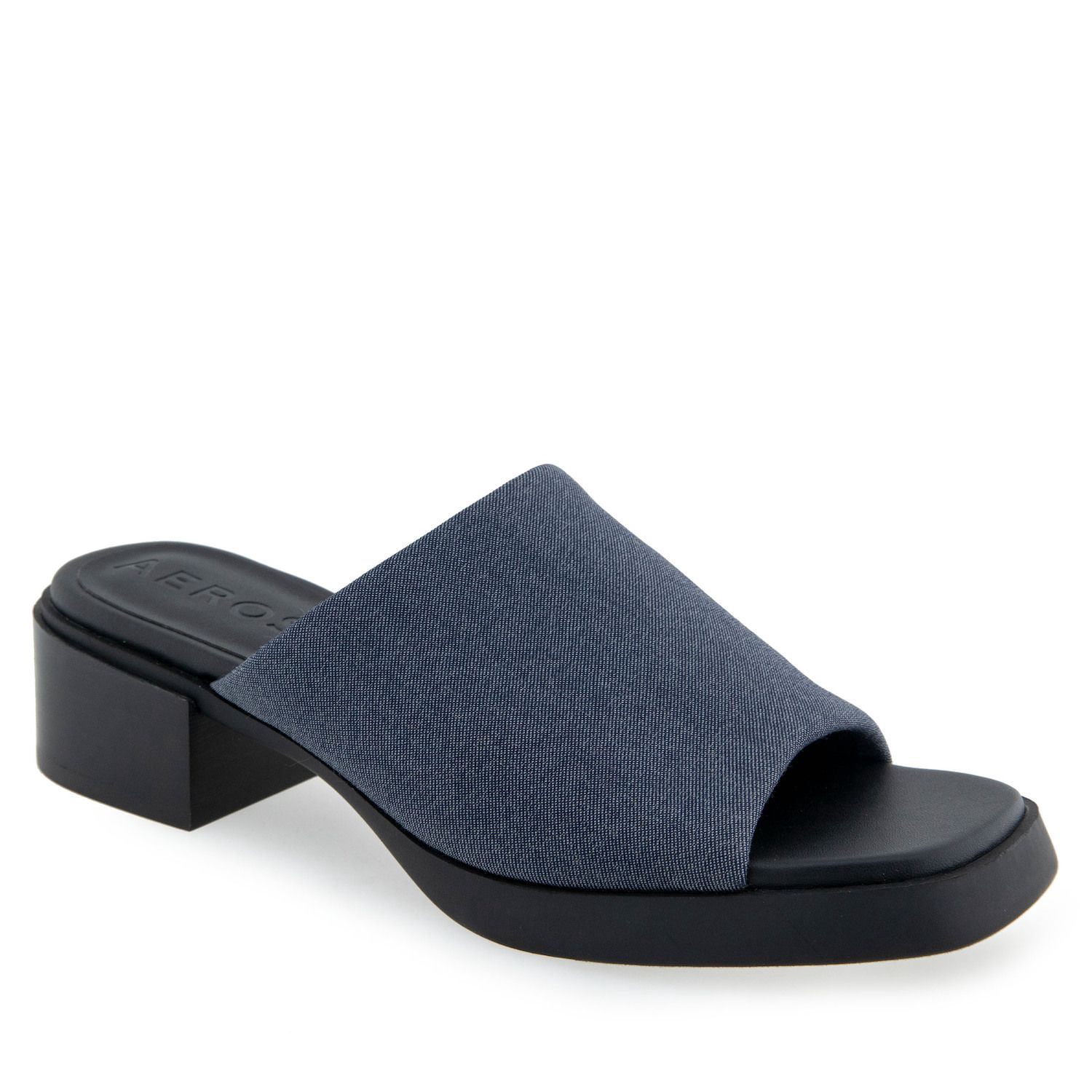 Aerosoles Denise Women's Block Heeled Slide Sandals Color: Dark Blue ...