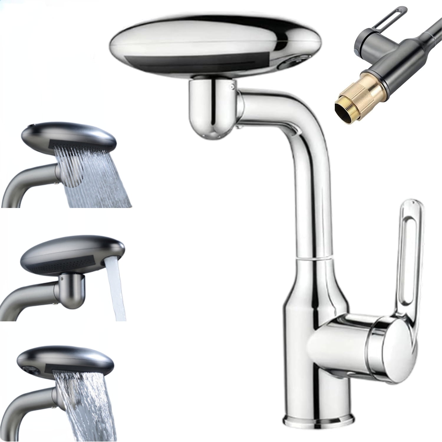 Aerospa 4-Mode Stainless Steel Bathroom Faucet, 4-in-1 Multifunctional ...