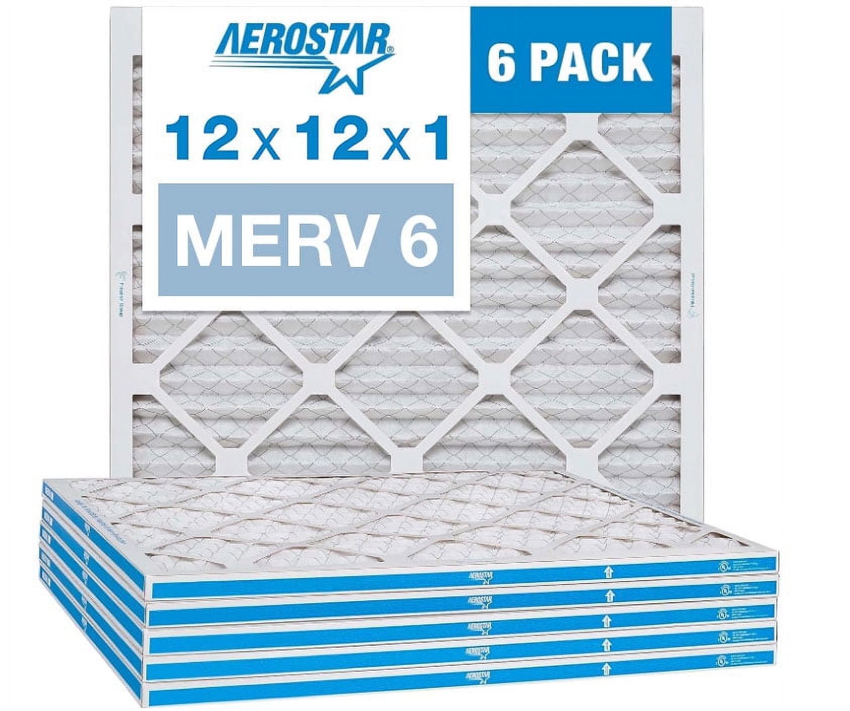 Aerostar 12x12x1 MERV 6 Pleated Air Filter, AC Furnace Air Filter, 12 ...