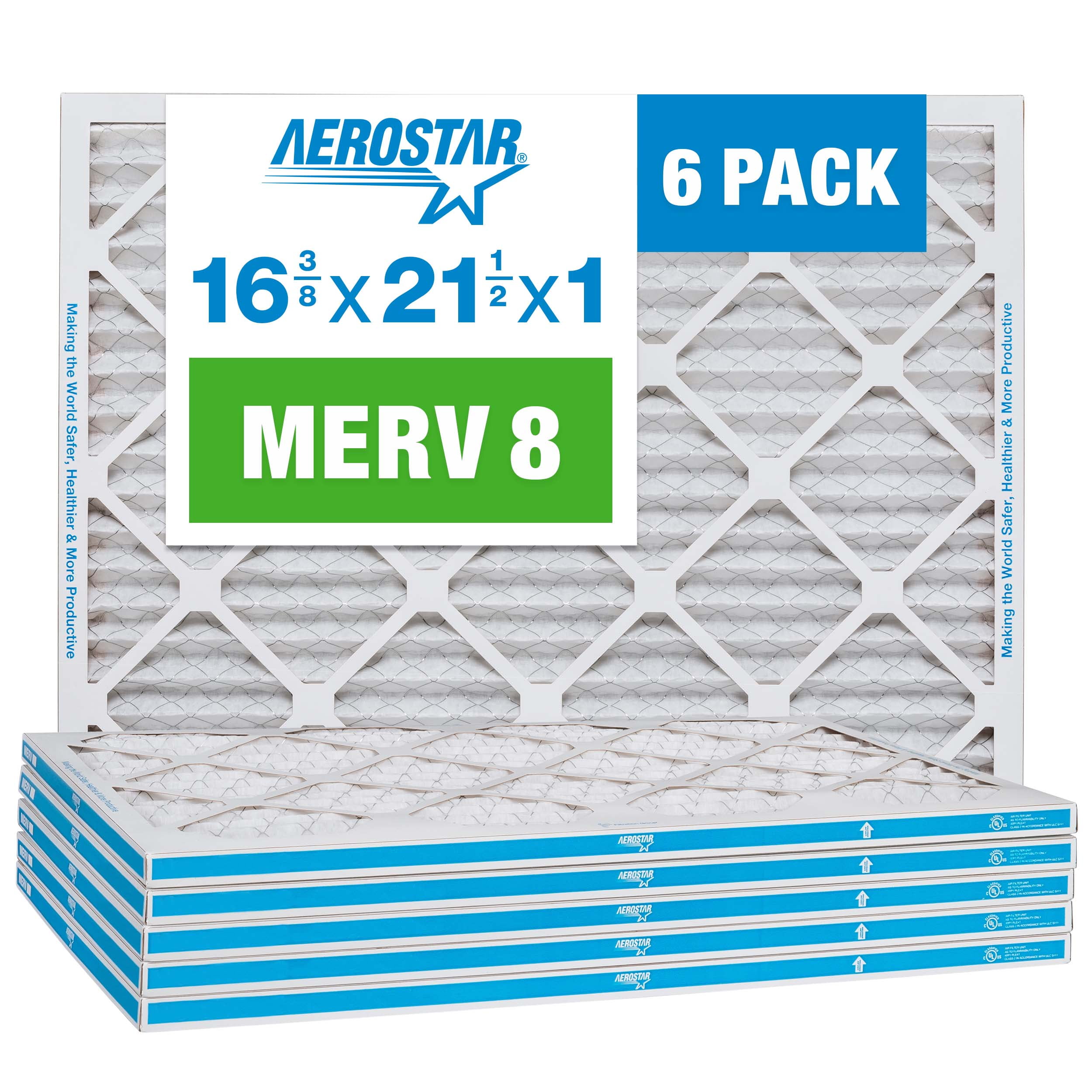 Aerostar 16 3 8 X 21 1 2 X 1 MERV 8 Pleated Air Filter AC Furnace Air
