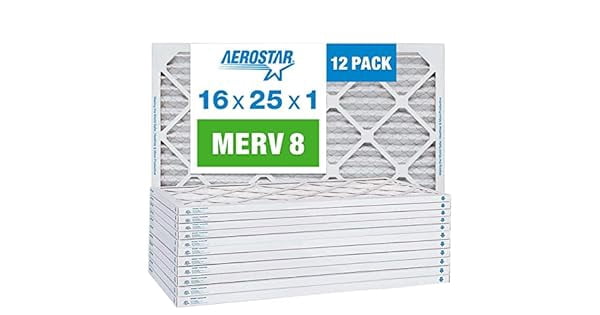 Aerostar 16x25x1 MERV 8 Pleated Air Filters (Actual Size: 15 1/2" x 24 ...