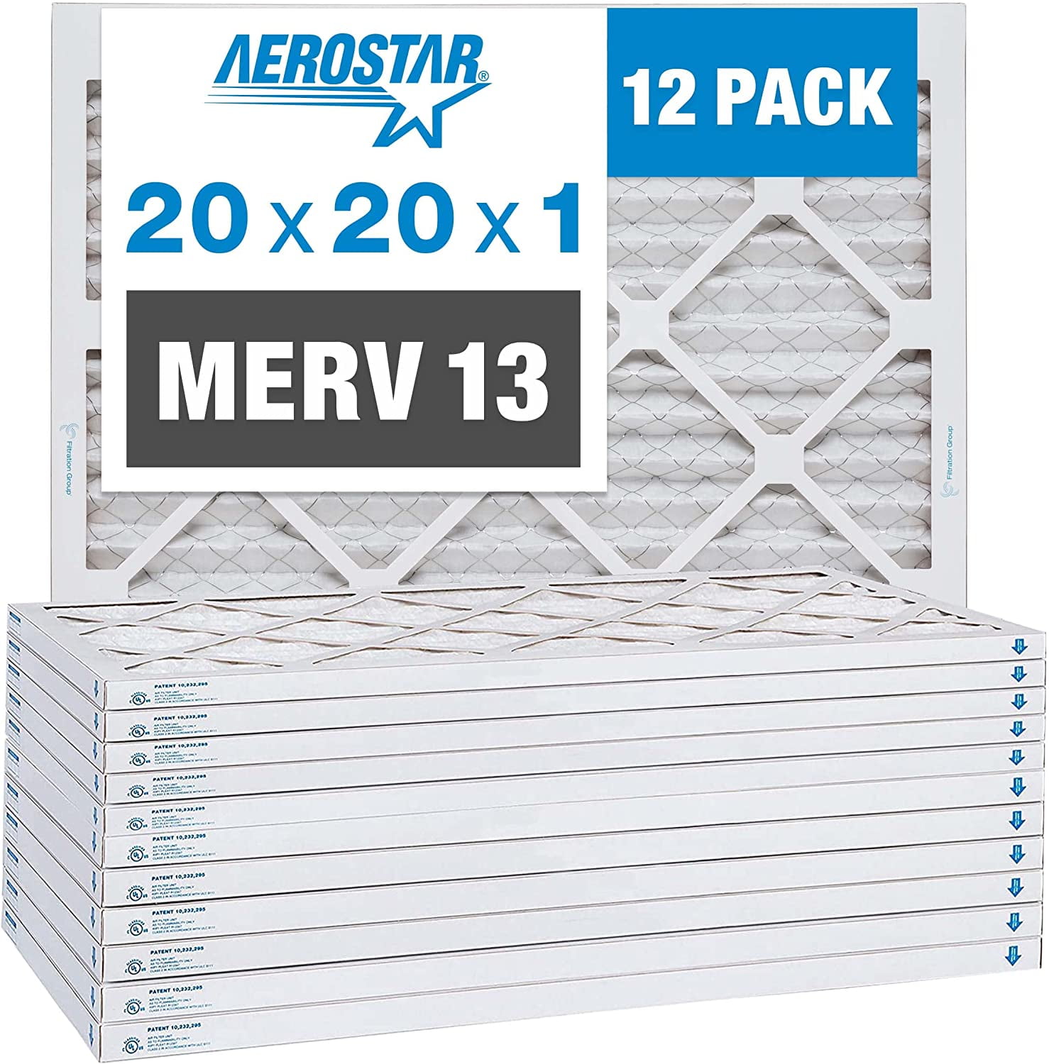 Aerostar 20x20x1 Air Filter MERV 13 (Removes Viruses, Bacteria, Mold ...