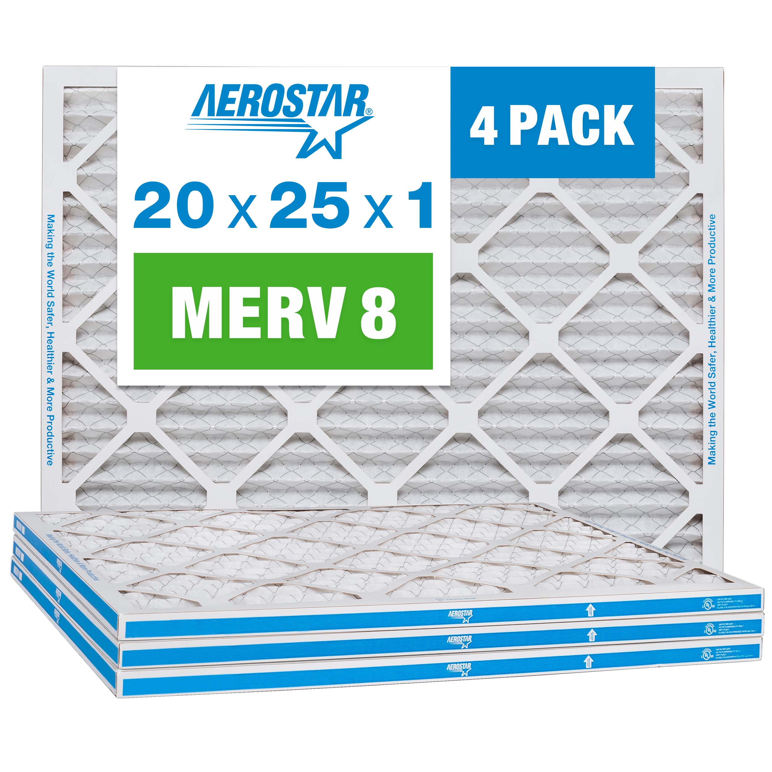 Aerostar 20x25x1 MERV 8 Pleated Air Filter AC Furnace Air Filter 4