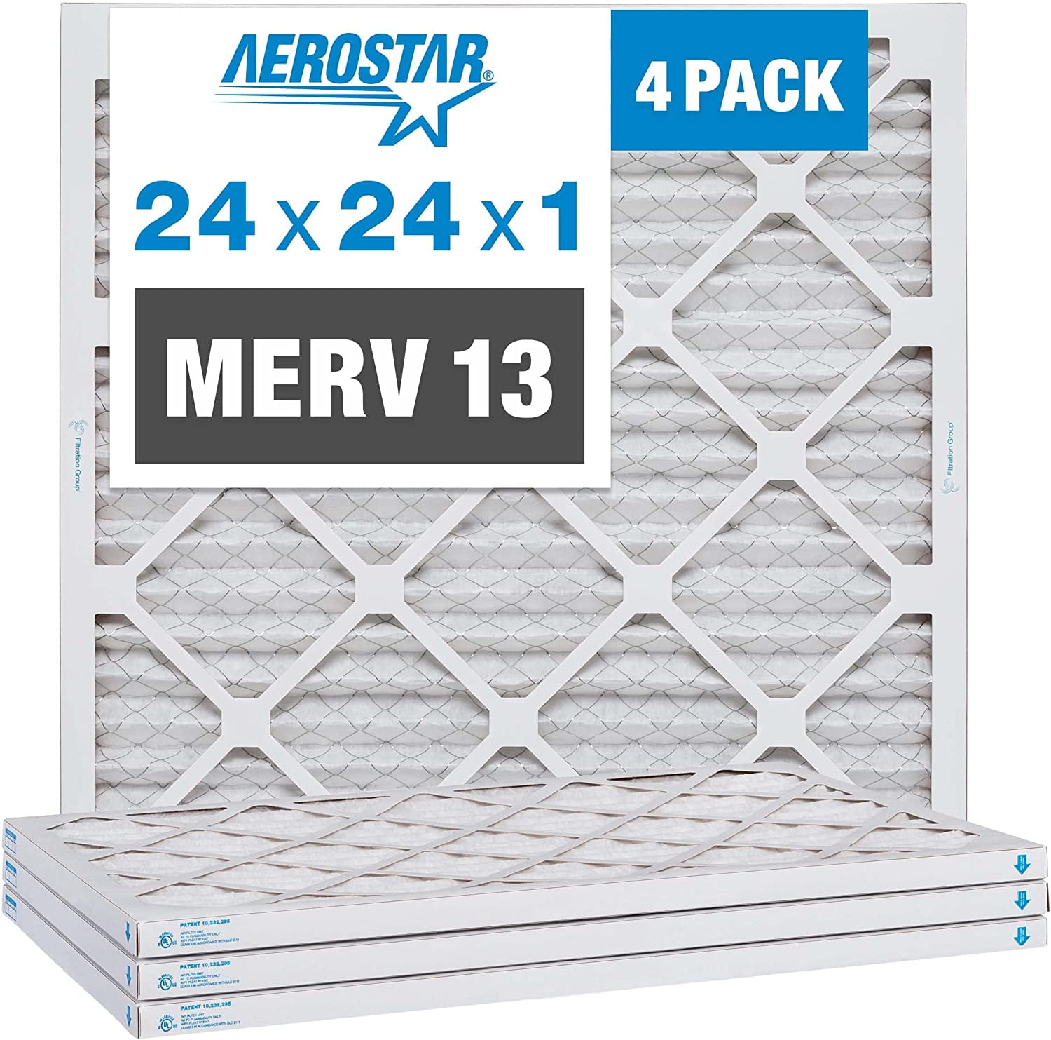 Aerostar 24x24x1 MERV 13-4 Count - Pleated Furnace & Air Conditioner ...