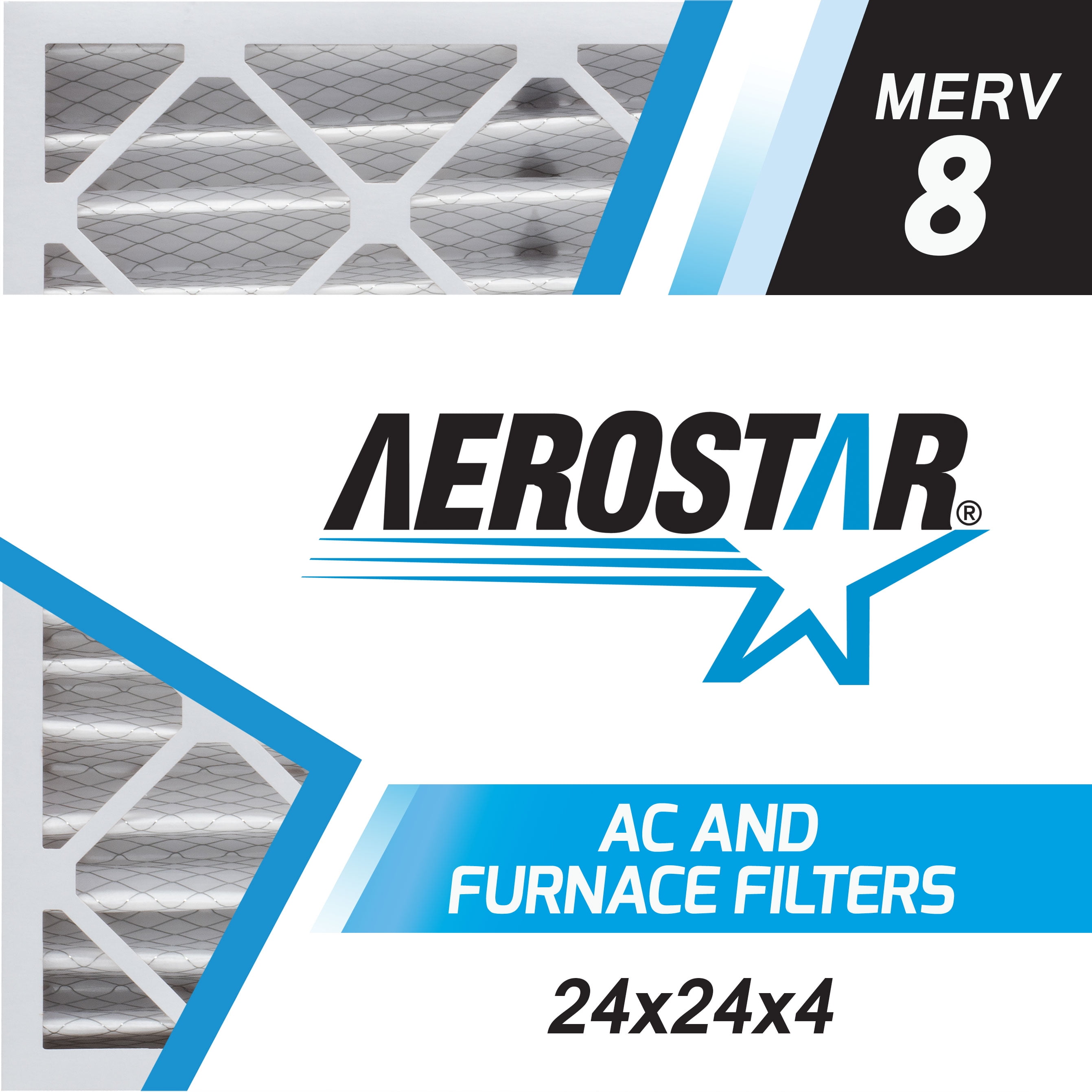 Aerostar 24x24x4 MERV 8 Pleated Air Filter, Box of 6, Superior ...