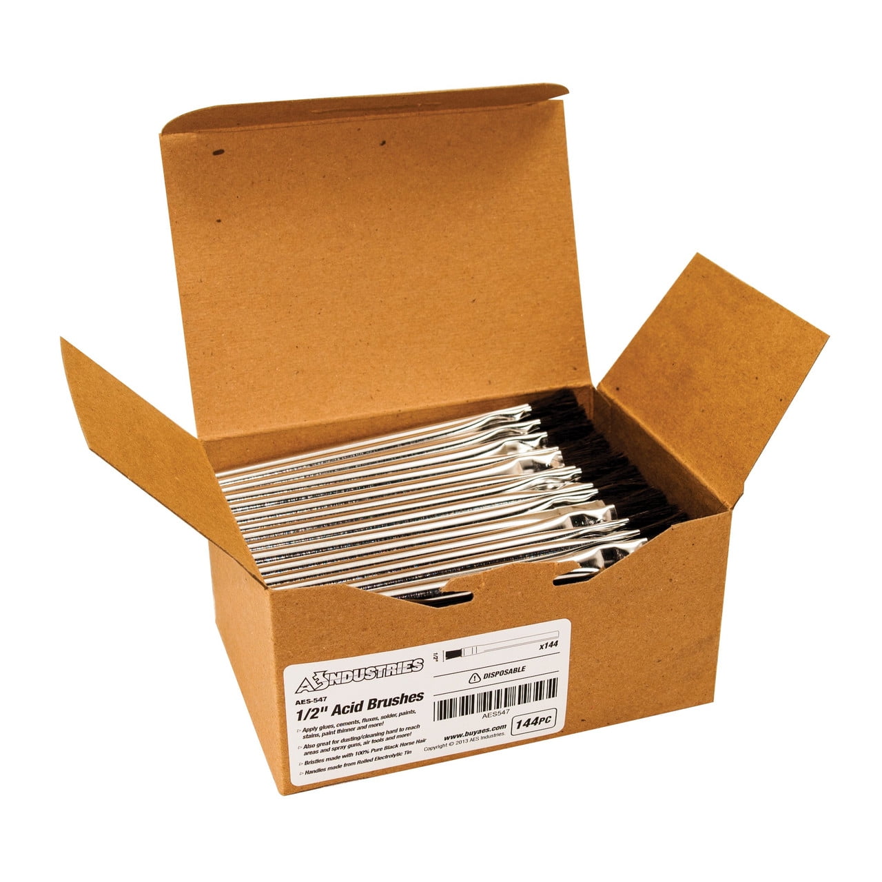 Aes Industries AES-547 1/2" Acid Brush, Pack Of 144 547_59 - Walmart.com