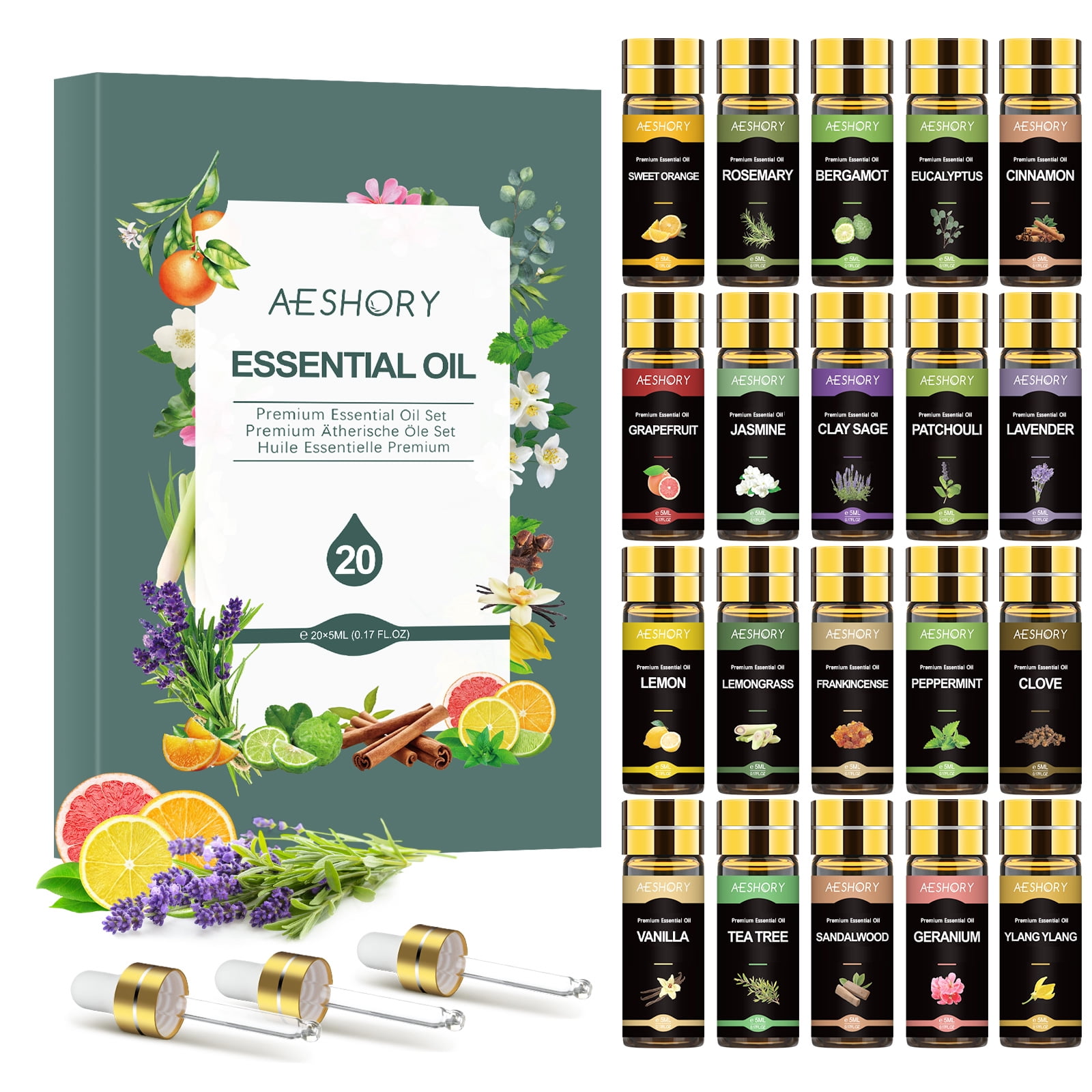 Aeshory Essential Oils Set, Pure Aromatherapy Oils for Diffusers ...
