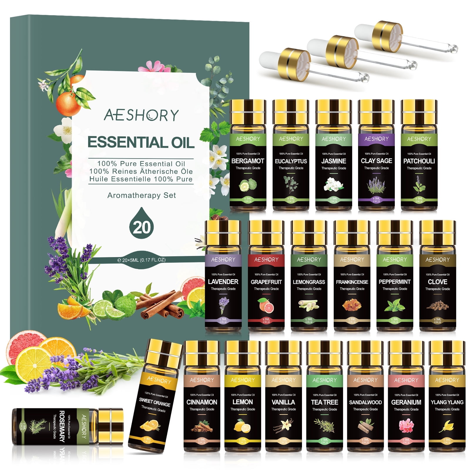 Aeshory Essential Oils Set, Pure Aromatherapy Oils for Diffusers ...