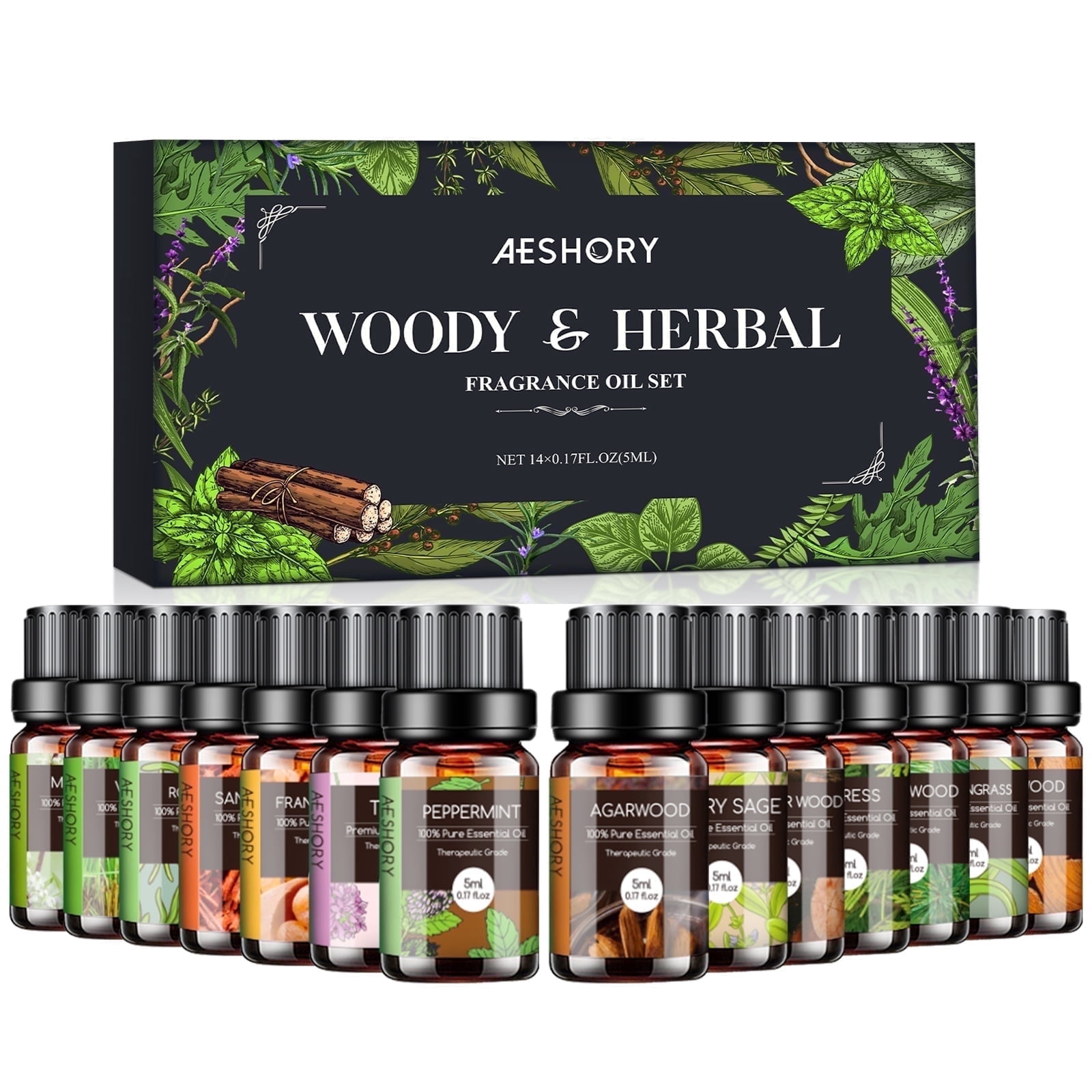 Aeshory Woody, Herbal Essential Oils Set, Aromatherapy, Diffuser ...