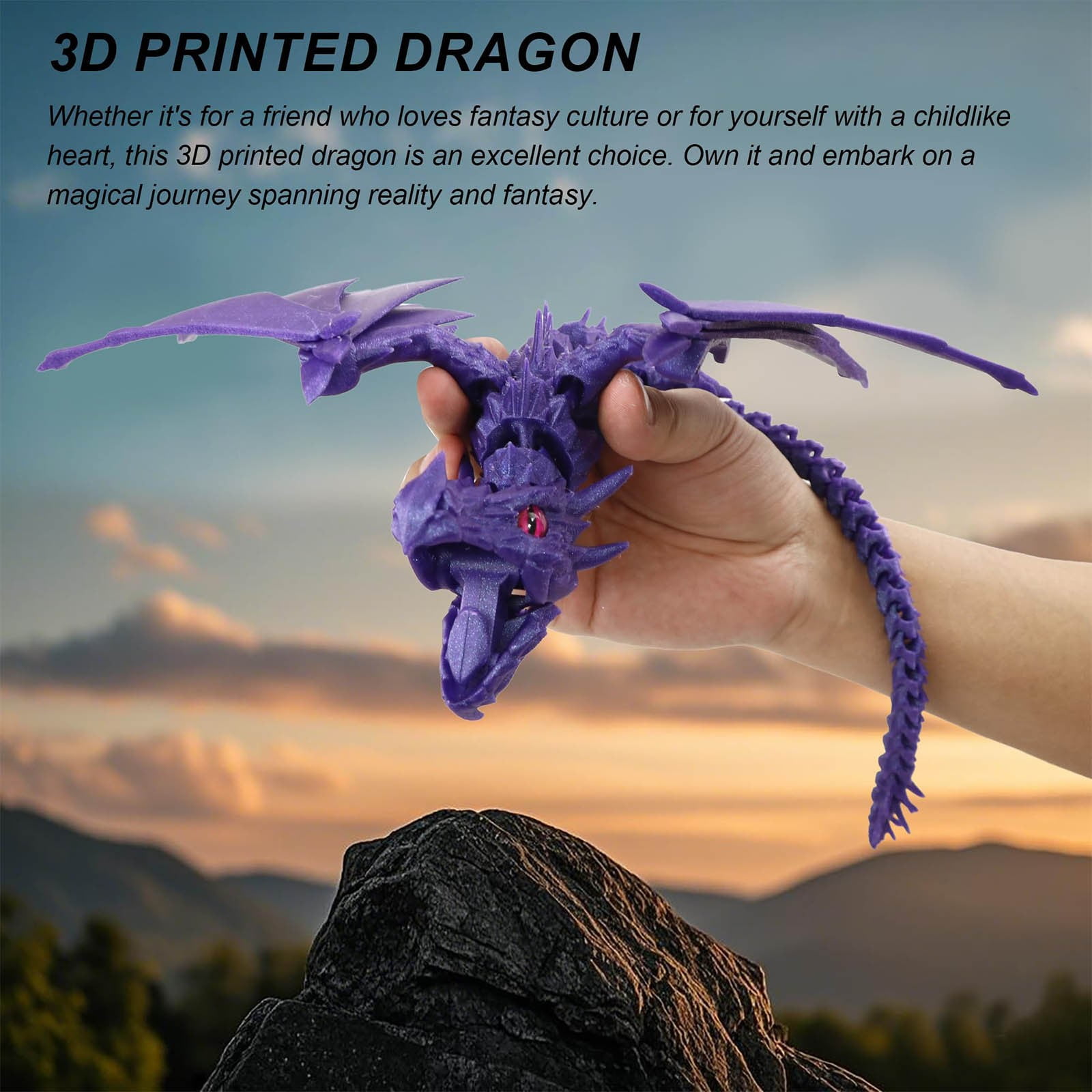 Aeshufy 3d Printed Dragon, Fidget Dragon, 3D Printed Dragon Fidget Toy ...